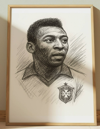 PELE DRAWING PRINT SKETCH 8" x 10" PELE BRAZIL LEGEND SOCCER PRINT WALL ...