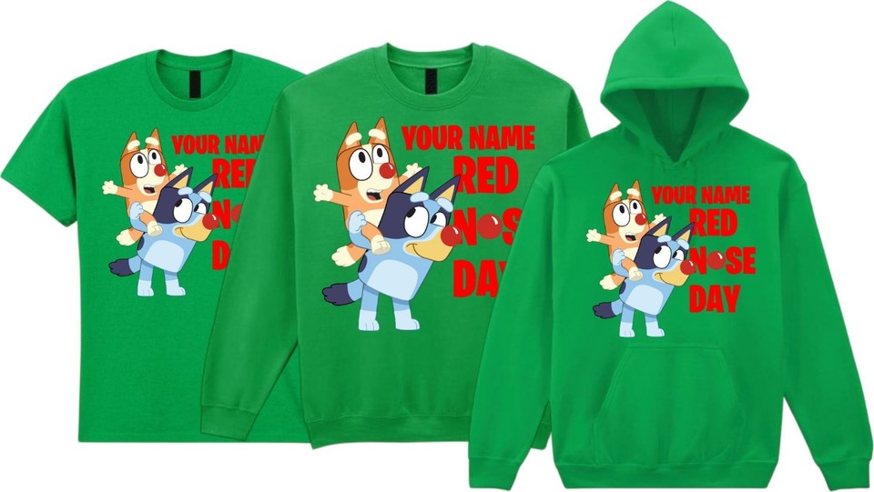 Bluey Red Nose Day T- Shirt, Red Nose Day unisex Gift Hoodies, tops ...