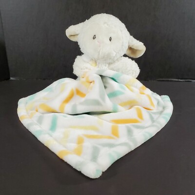 Little Miracles Lamb Plush Lovey Baby Blanket Chevron Yellow Green | eBay