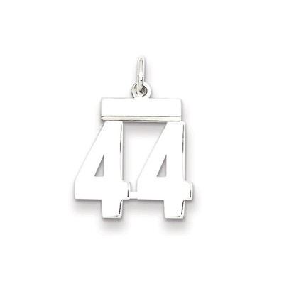 Sterling Silver, Athletic Collection, Small Polished Number 44 Pendant ...