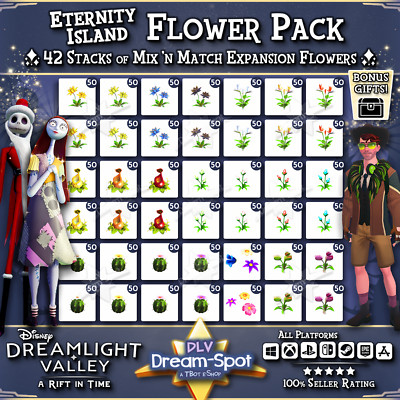 🌎 Disney Dreamlight Valley 💎42 Stacks of Flowers Eternity Isle 💎+Extra ...