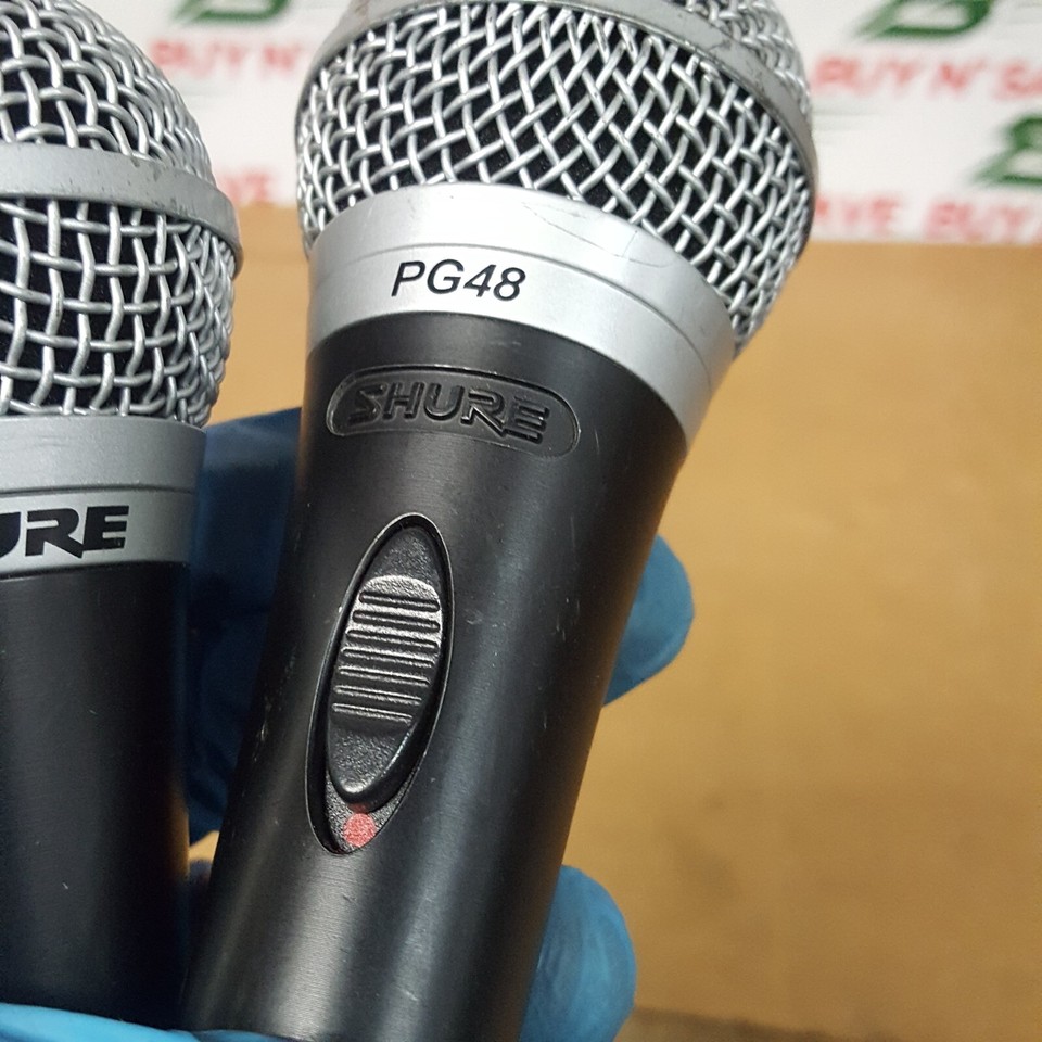 Lot of 3- Shure PG48 Microphones w/ (1) Zipper Bag & (1) Microphone ...
