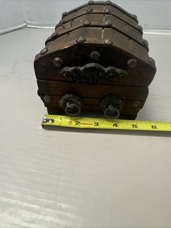 Vintage Wood Keepsake Jewelry Box Treasure Chest Lion Head Medieval ...