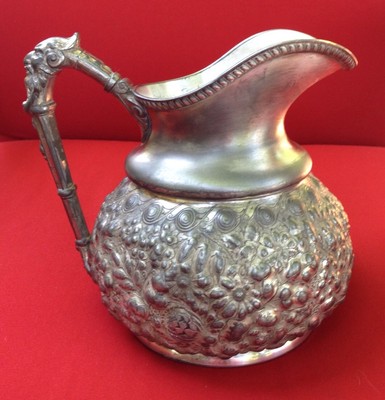 Antique Reed & Barton Water Pitcher With Scary Face Handle Silver ...