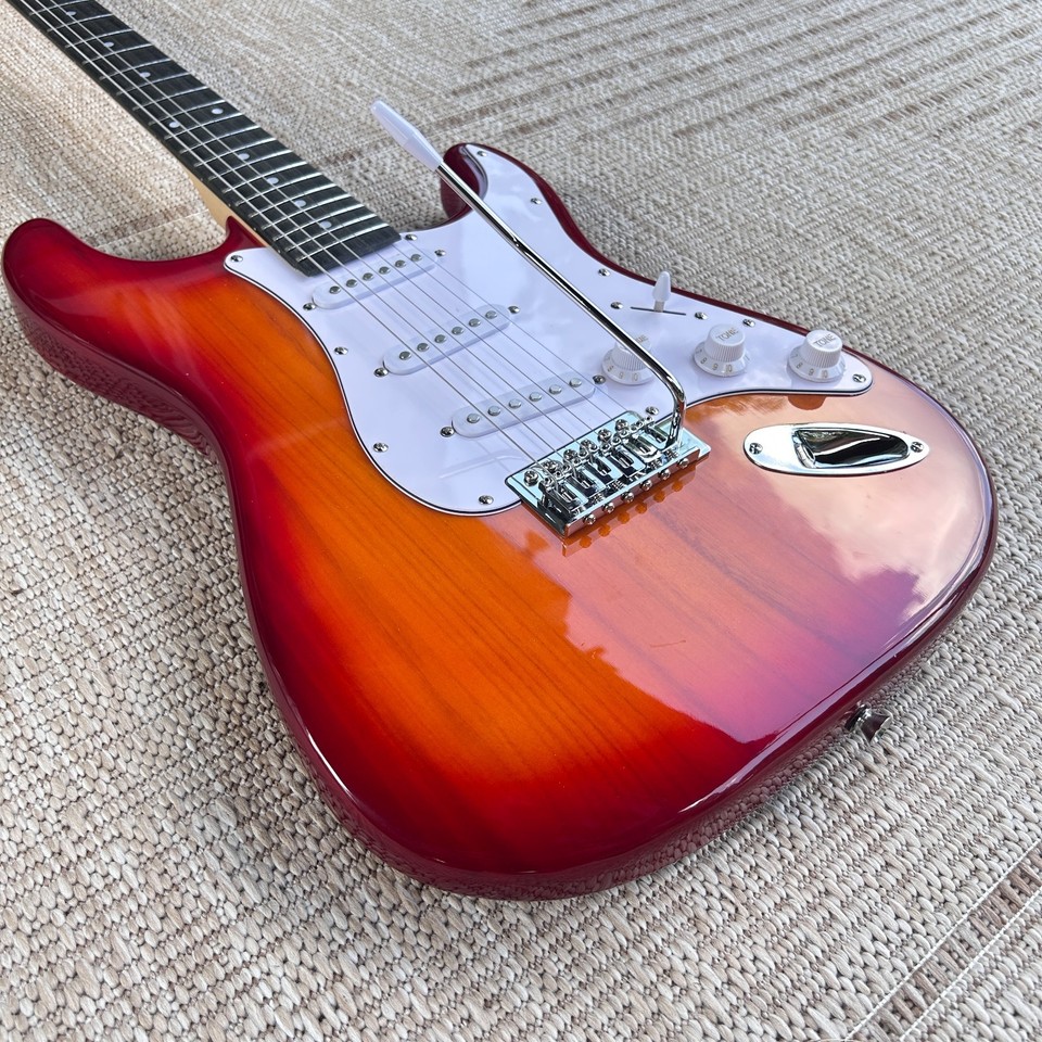Cherry Sunburst Electric Guitar Package with Gig Bag, S-S-S Pickups ...