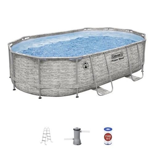 Coleman 16' X 10' X 42" Power Steel Frame Oval Above Ground Pool Set ...