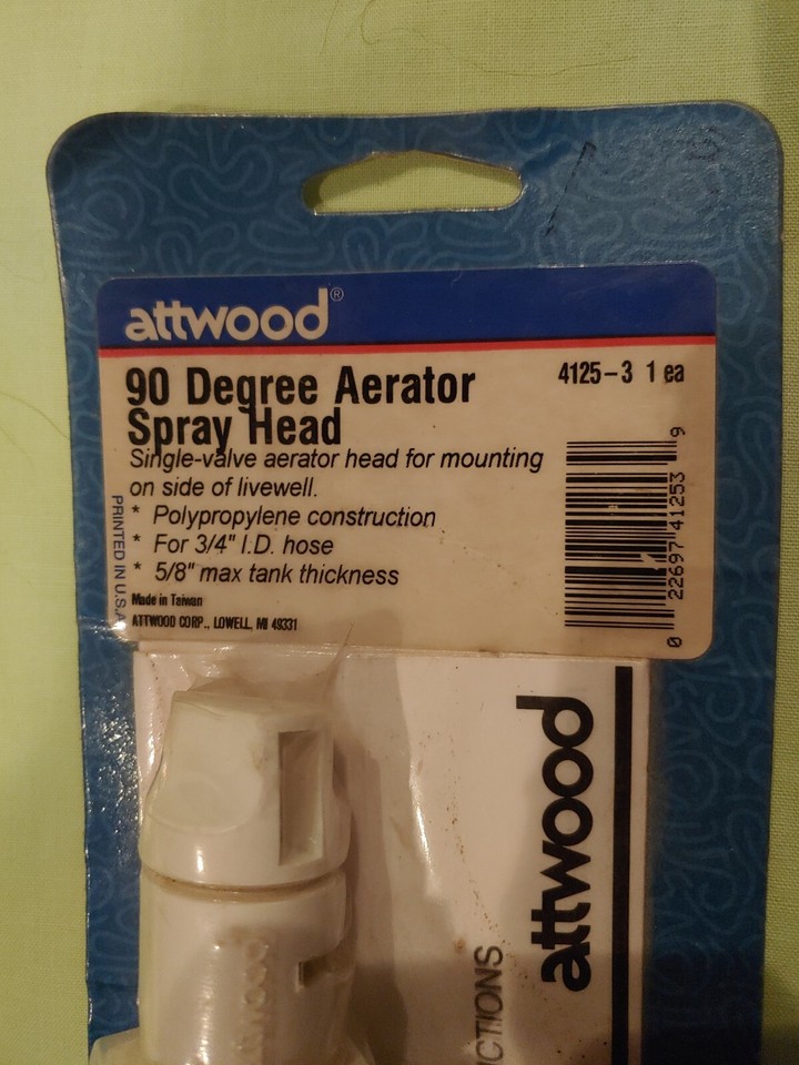 ATTWOOD 90 DEGREE AERATOR SPRAY HEAD - #4125-3 - SINGLE VALVE AERATOR ...