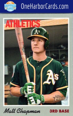 2019 Topps Heritage Oakland Athletics Baseball Card #120 Matt Chapman ...