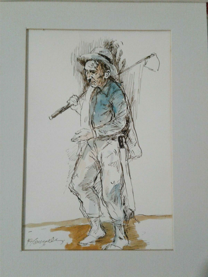 4 Set Ink and watermark drawing Original Art - Farmers Countryman ...