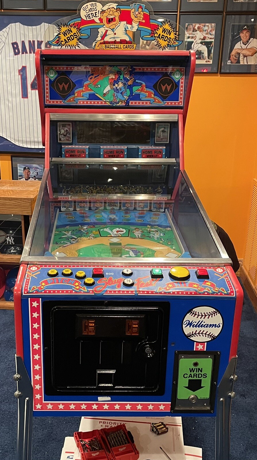 SLUGFEST MLB BASEBALL CARD ARCADE PINBALL MACHINE W/TOPPER BY WILIIAMS ...