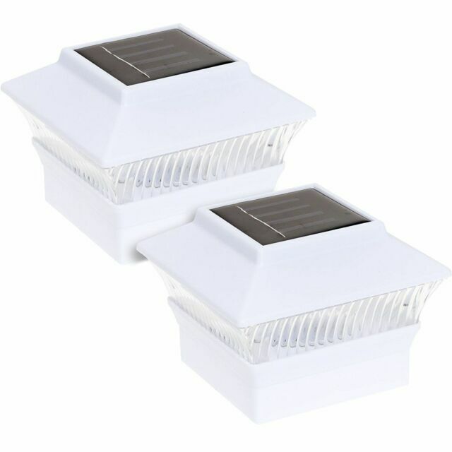 GSL SS-GSL-PL244W Solar Square PVC Post and Fence Mount - 2 Pieces for ...