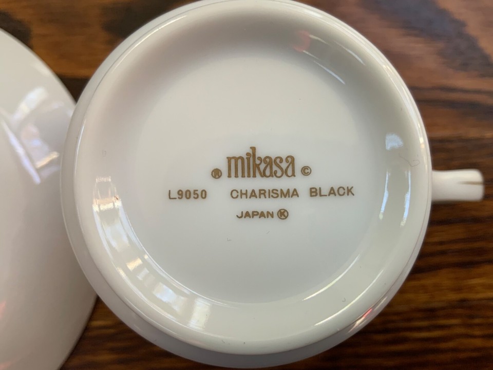 Mikasa Cups & Saucers Charisma Black Set of 5 Very Good Condition ...