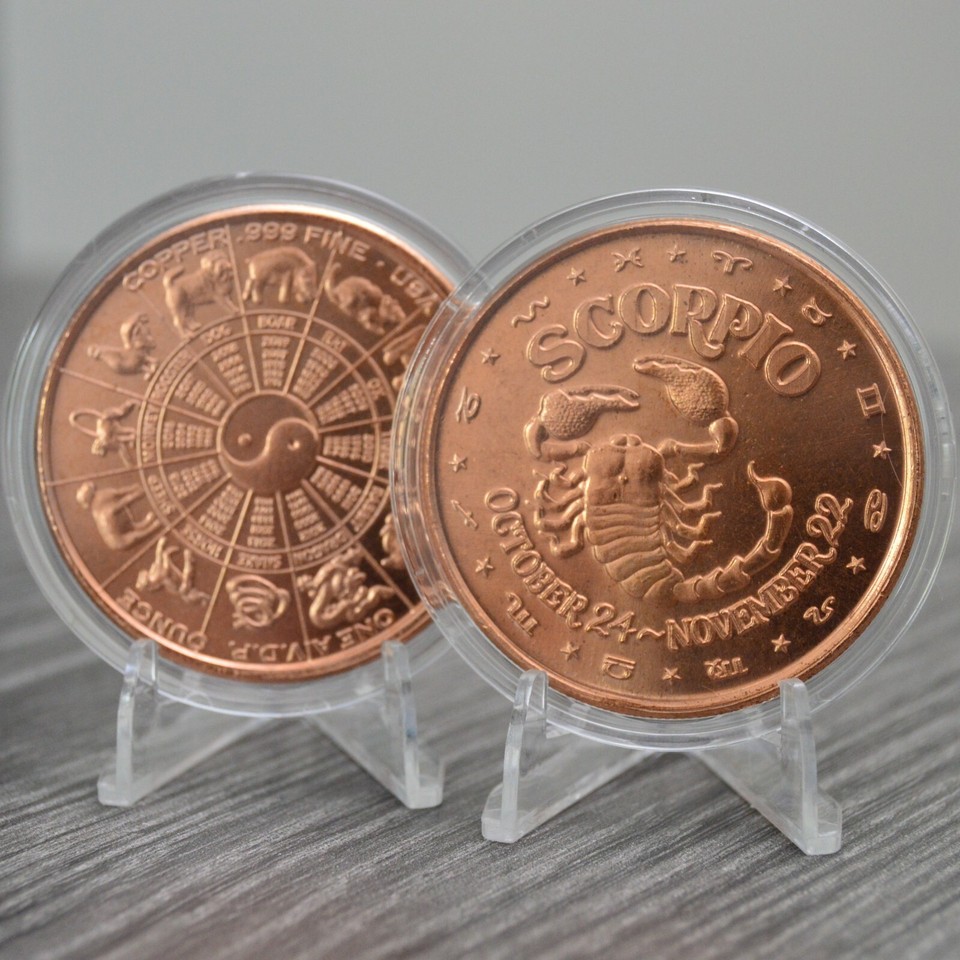 Scorpio Zodiac Astrology Token 1 oz Pure Copper Collectible Coin in ...