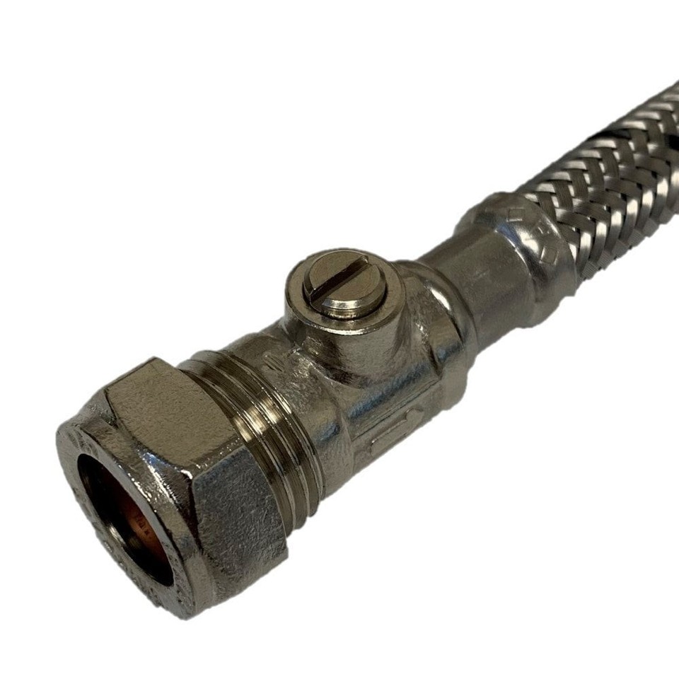 15mm x 1/2" Flexible Tap Toilet Cistern Connector | 150mm | Braided ...