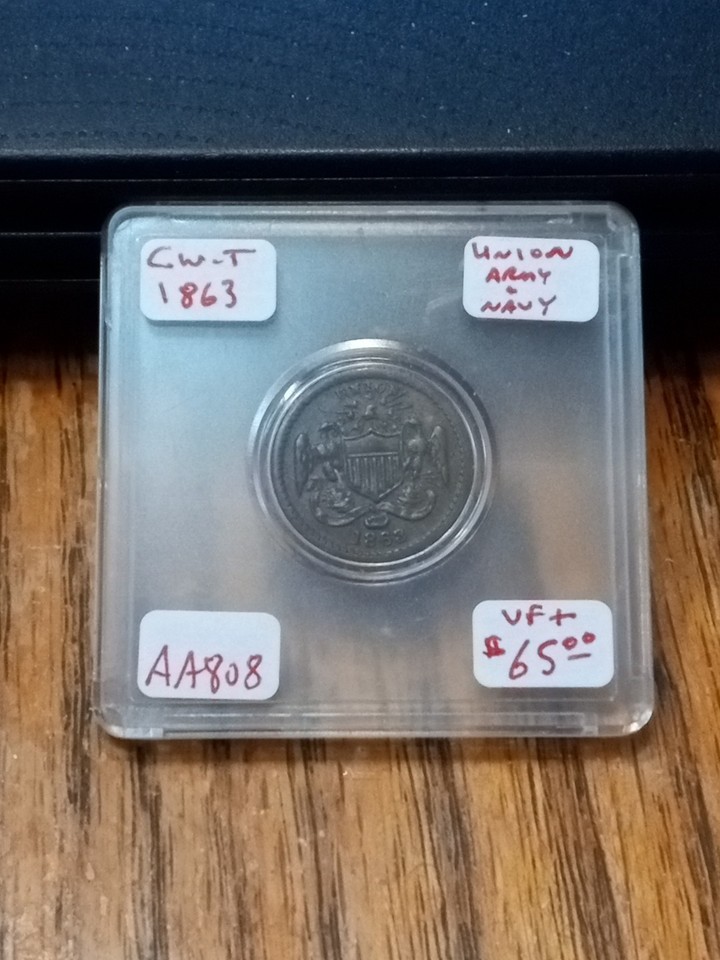 1863 Civil War Token Union 1863 Shield With Two Eagles Army & Navy On Reverse | eBay