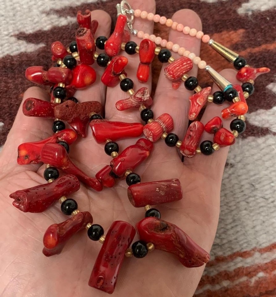 Gorgeous southwestern red coral necklace/24"(y203-w3) | eBay