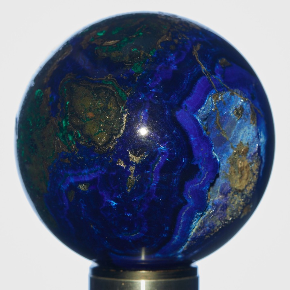 2.1" Azurite with Malachite geode rock sphere. Stone ball with vugs ...