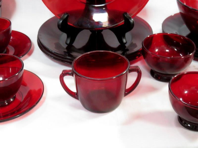 Lot of Arcoroc France Ruby Red Glass Plates, Bowls, Cups & Saucers | eBay