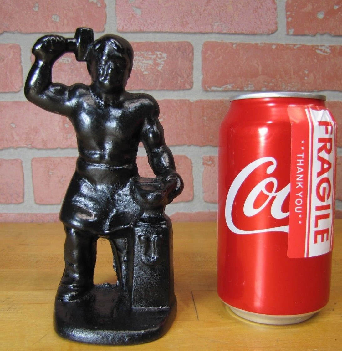 BLACKSMITH FOUNDRY IRON WORKER w ANVIL Antique Cast Iron Doorstop ...
