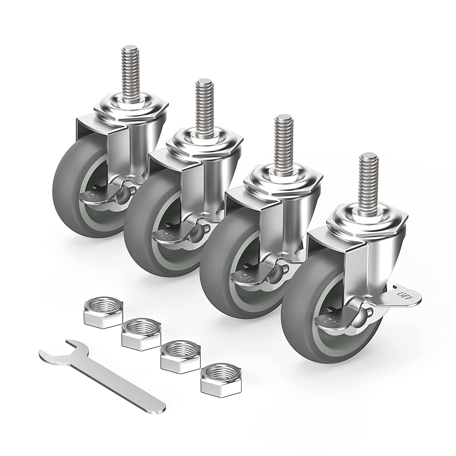Caster Wheels 3 Inch Set Of 4 Heavy Duty Threaded Stem Casters Swivel ...