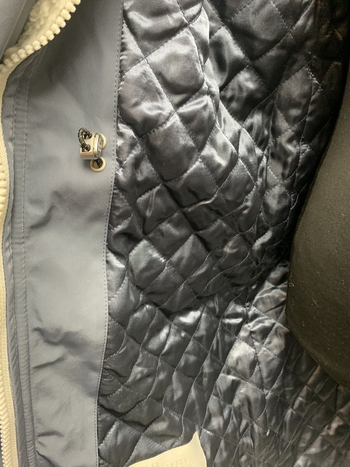 NEW UGG LETTY SHERPA BLOCK COAT JACKET BEIGE TEAL FULL LENGTH FAUX FUR ...