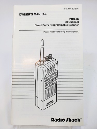 Radio Shack PRO-28 Owner's Manual Radio Shack Scanner | eBay
