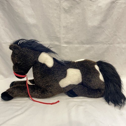 Douglas Cuddle Toy 21" Horse Plush Lying Down Brown Paint/Pinto w/Red ...