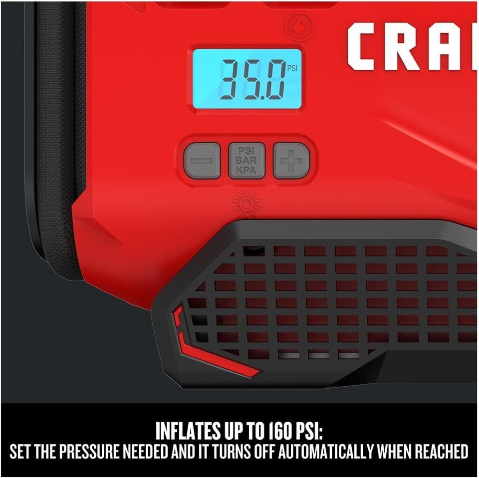 CRAFTSMAN V20 Tire Inflator, Portable Air Compressor, 3 Modes: Cordless ...