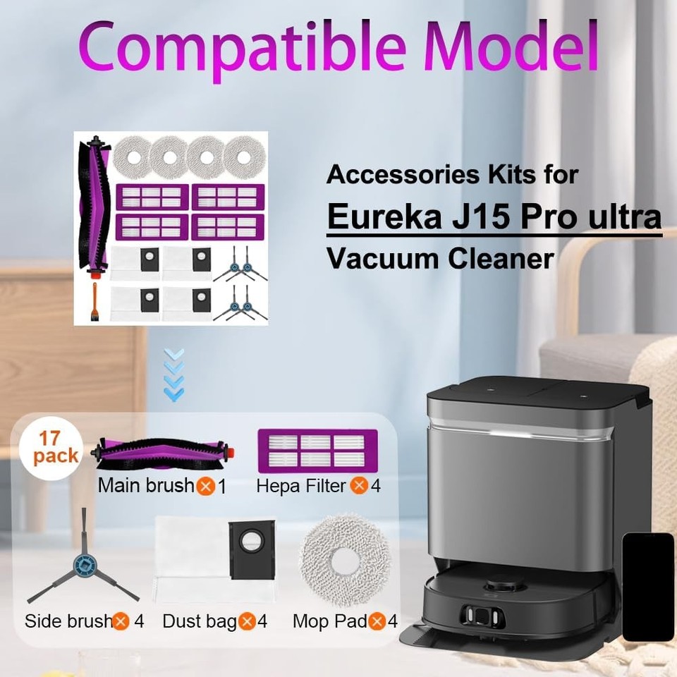 J15 Pro Ultra Replacement Parts Accessories Compatible with Eureka J15 ...