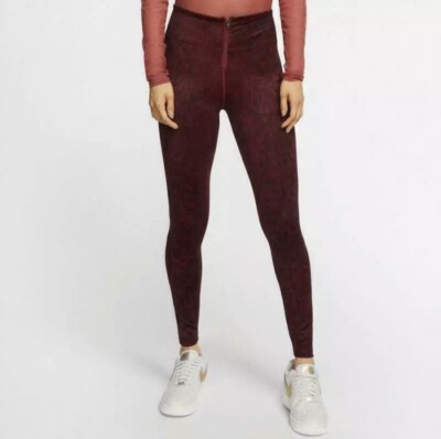 Nike CJ6353-677 Women Sportswear Python Training Leggings Red Black ...