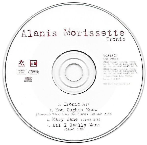 Alanis Morissette - Ironic (CD, Single, Dam) (Very Good Plus (VG+ ...