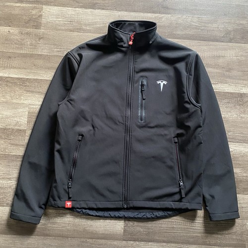 Tesla Corporate Employee Jacket Men's Large Black Red Polyester Stretch ...
