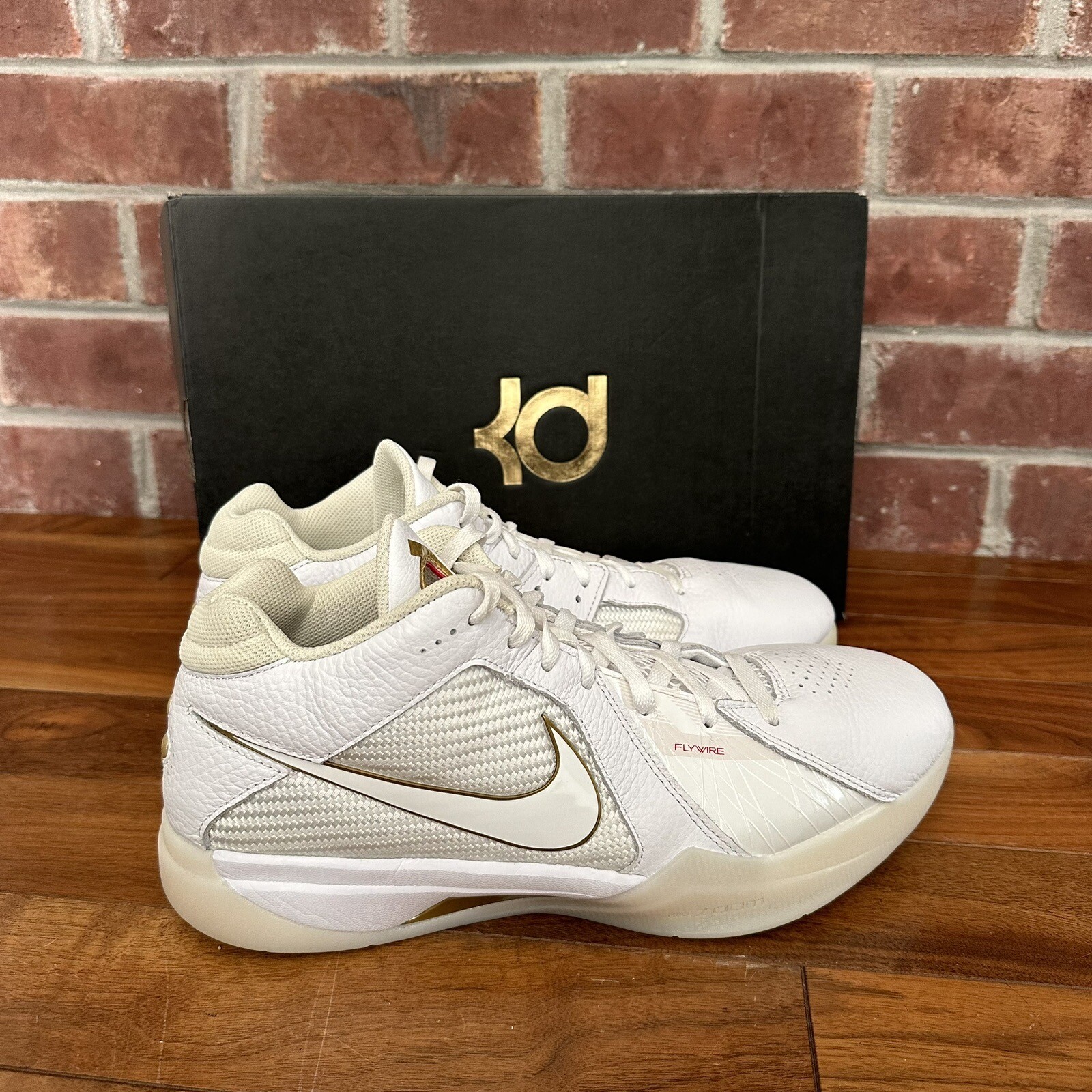 Nike KD 3 Retro White Metallic Gold Mens Size 11.5 Wi… - Gem