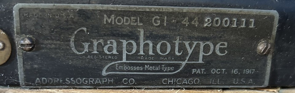 Vintage Graphotype Dog Tag Machine - G1 - 44 Addressograph Co. + Parts ...