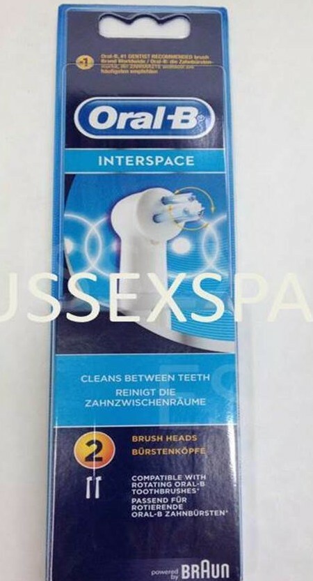 GENUINE BRAUN ORAL B INTERSPACE BRUSH HEADS TWIN PACK, POWER TIP, NEW ...