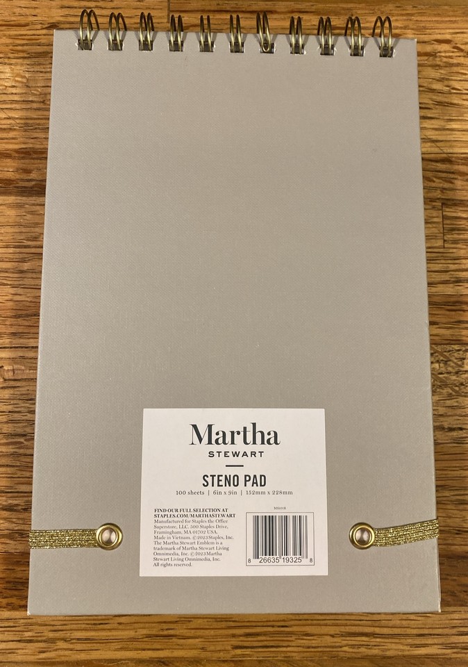Martha Stewart STENO PAD 6x9 Inches, 100 Sheets w/Gold Ribbon ...