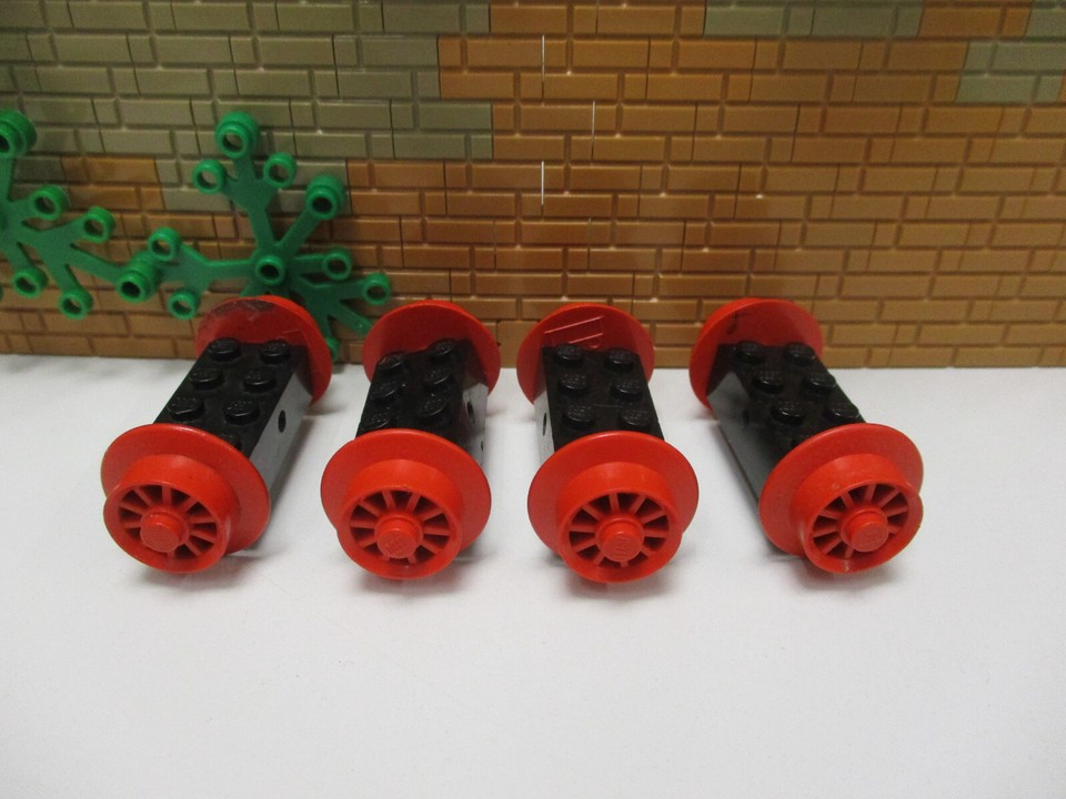 (B6/22) 4 X LEGO Railway Wheel Wheels Red Axis Train Wagon 4,5V 9V 12V ...
