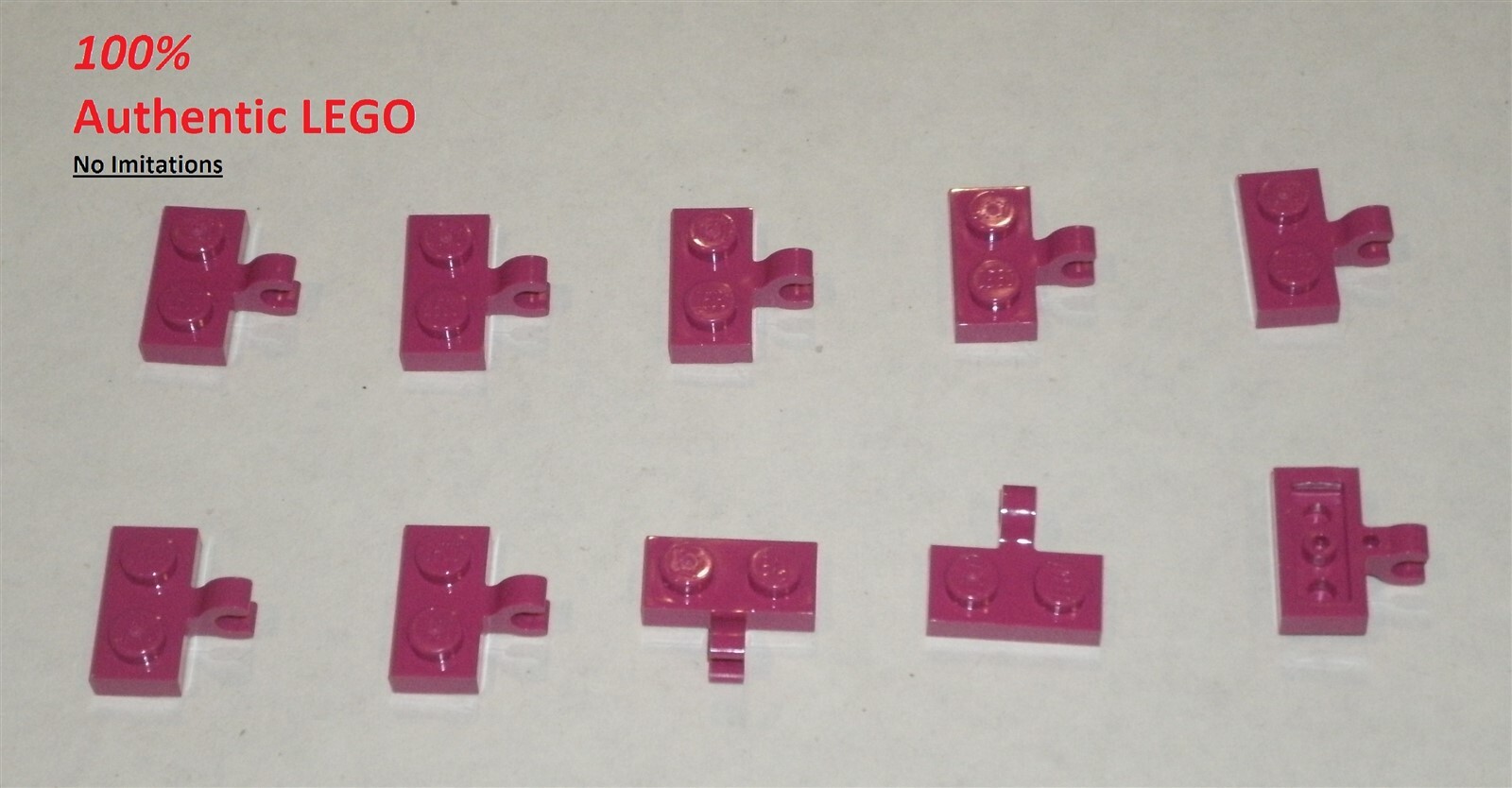LEGO NEW 1x2 Magenta Plate with Horizontal Clip (10x) 6135604 Brick ...