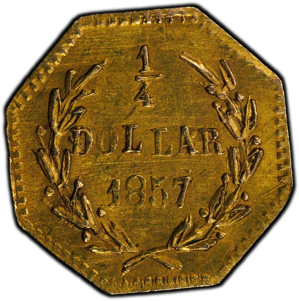 Gold - 1857 G25C California Fractional Gold BG-1301 / PCGS Gold Shield ...