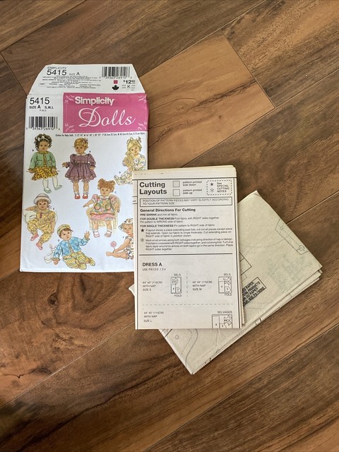 Simplicity 5415 Doll Clothes Fits 12 - 22 Inch Dolls Sewing Pattern for ...