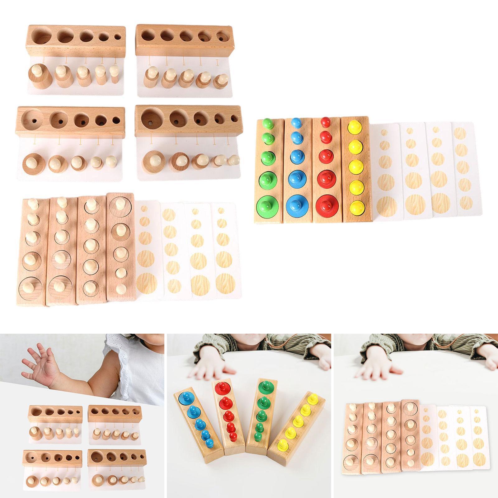 Montessori Wooden Cylinders Toys Matching Shape Stacker for Preschool ...