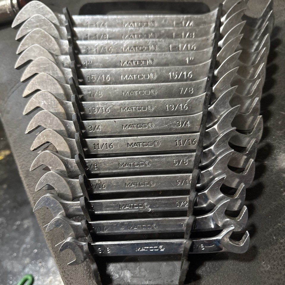 Matco Tools USA 14pc WOEA 3/8-1-1/4 SAE Polished 4-Way Open-End Angle ...