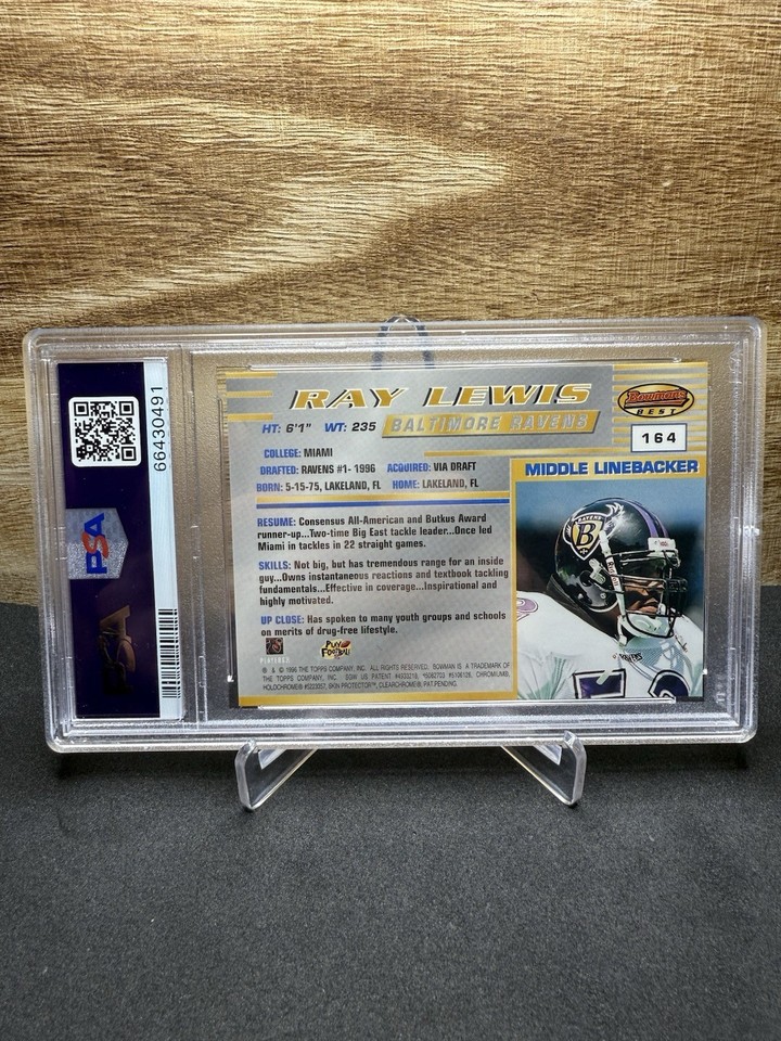 PSA 8 RAY LEWIS ROOKIE RC 1996 TOPPS BOWMAN’S BEST #164 Baltimore ...