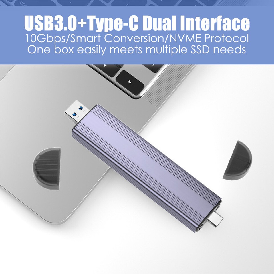 New USB 3.1/ 2242 M.2 SSD Hard Drive Enclosure External 10Gbps M2 SSD ...