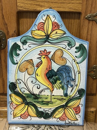 Fratantoni Signed Terracotta Tile Wall Hanging Hand-Painted Rooster ...