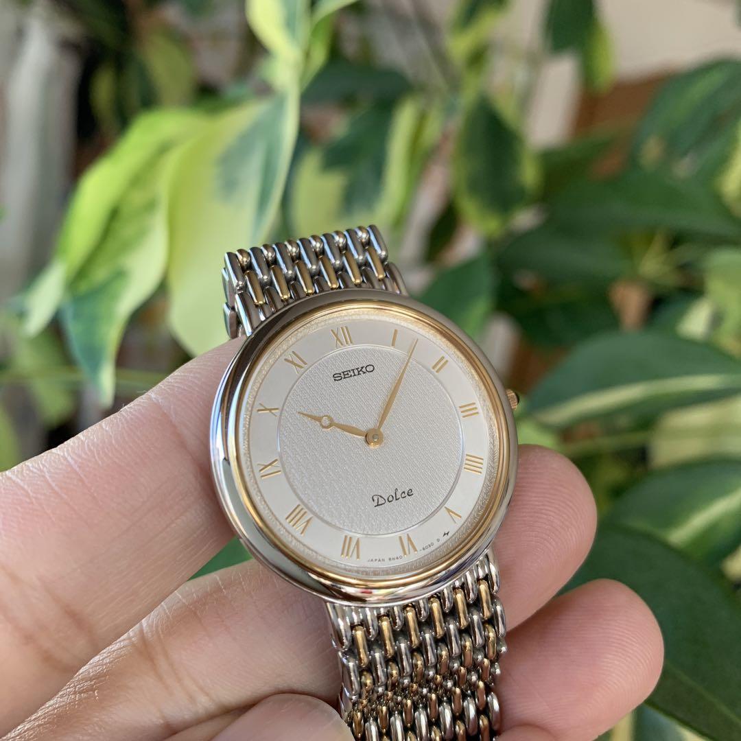 Seiko Dolce 8N40-6030 Vintage St.Steel White Silver Gold Quartz Mens ...