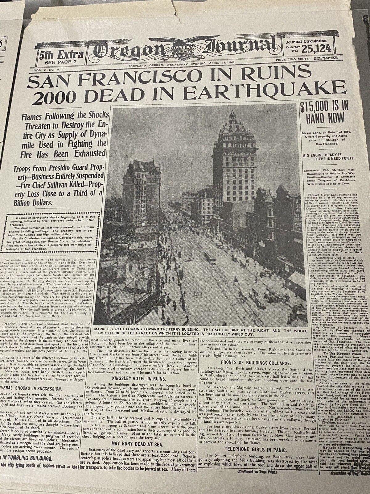 Historic Front Page Newspaper '' The Oregon Journal" 1905- 1906 VOL. IV ...