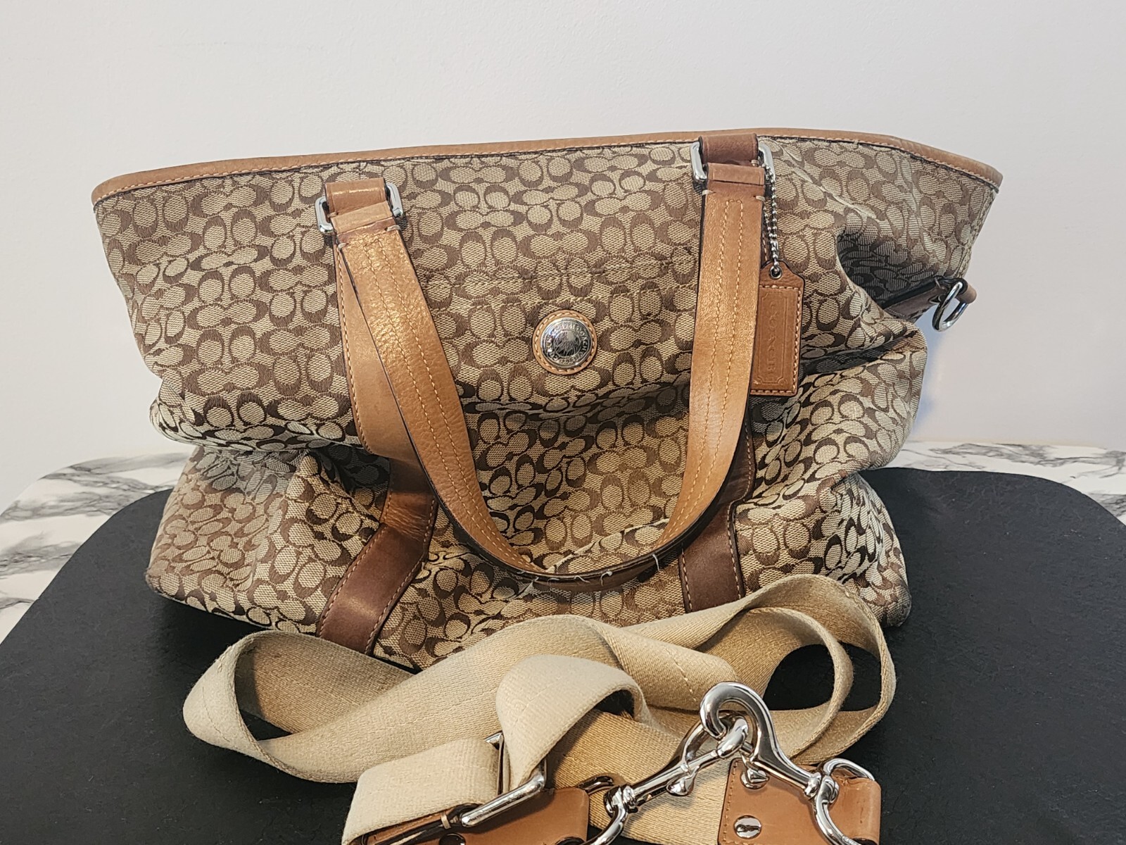 COACH signature large Tote Bag Brown canvas/leather - Gem