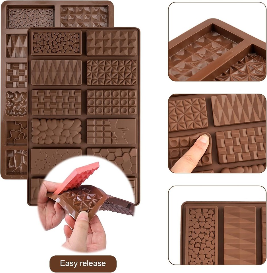 12 Cell SIlicone Deep Chocolate Bar Mould Dubai Kunafa Pistachio ...
