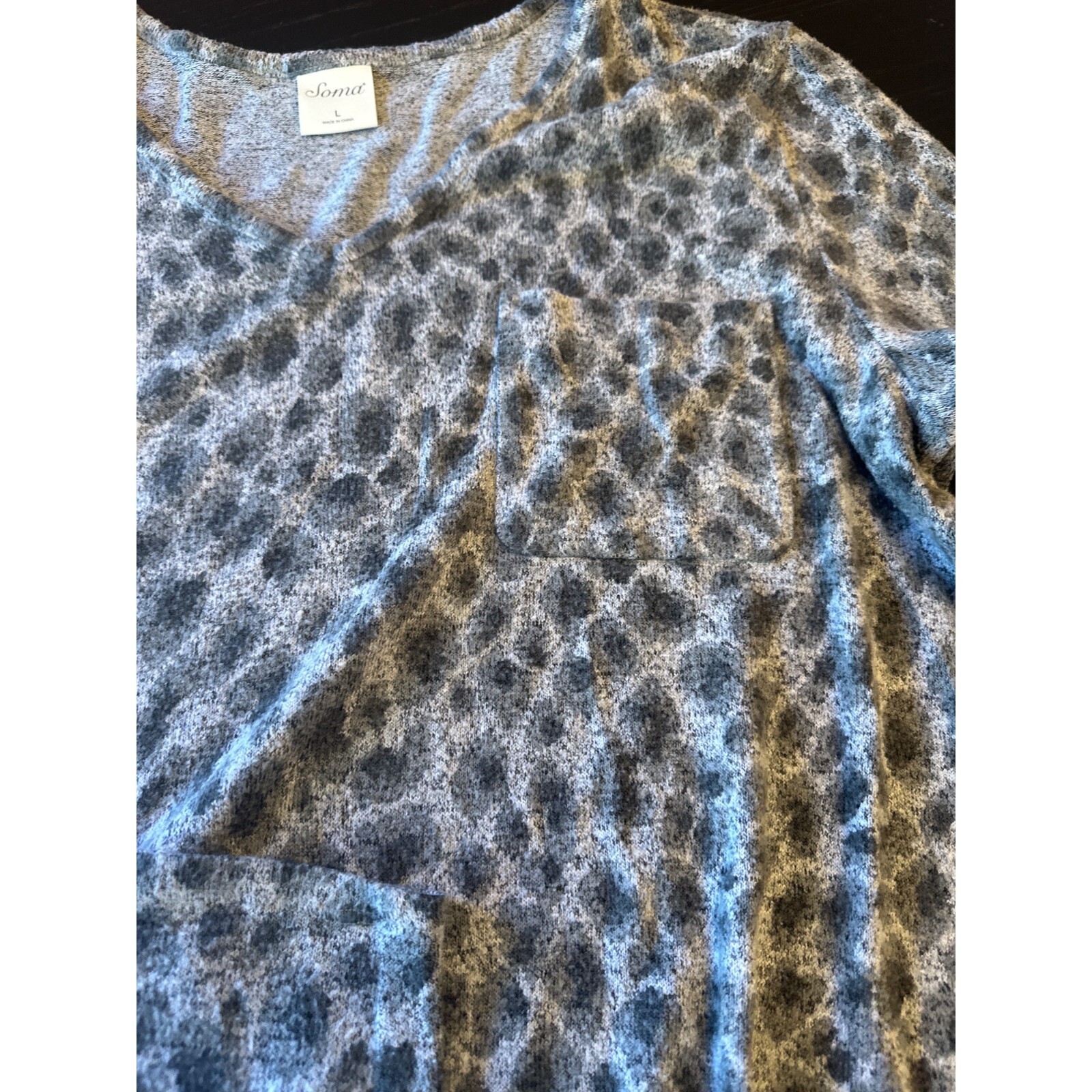 Soma Gray Leopard Print Lounge Pajama Set Long Sleeve Size Large | eBay